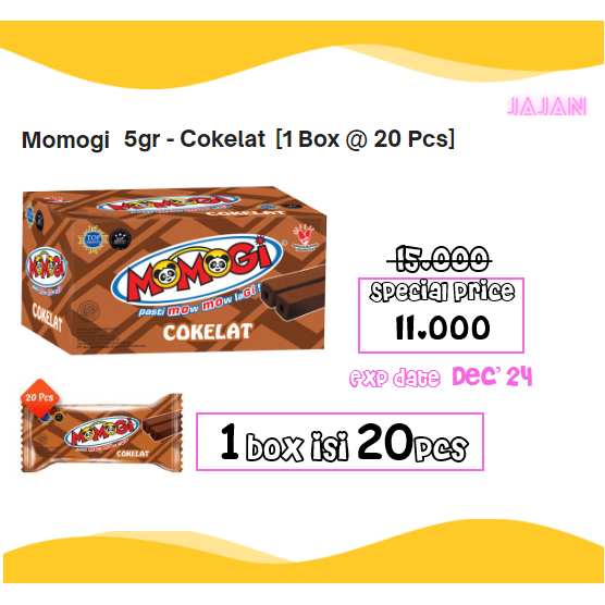 Jual Momogi 5 gr Rasa Cokelat 1 Box isi 20 pcs | Shopee Indonesia