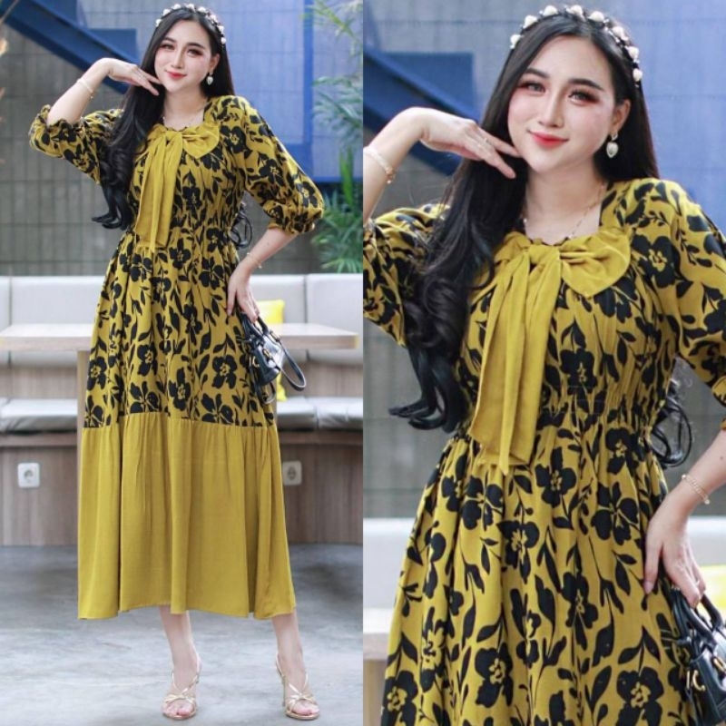Jual HARUKA PITA SMOK ANJANI DRESS DAILY OUTFIT BUNGA SERUT RAYON BAJU ...