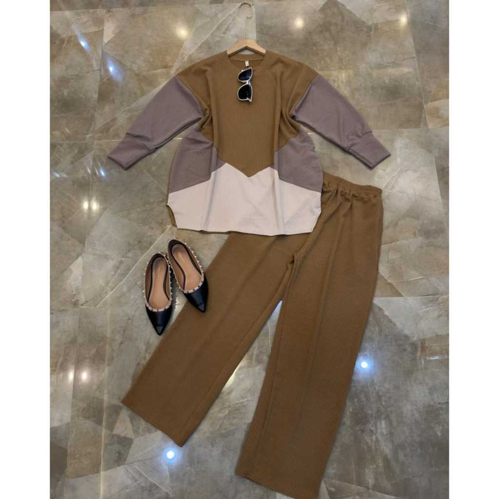 Jual Stelan Muslim Wanita Remaja Modern Venila One Set Matt Caramel ...
