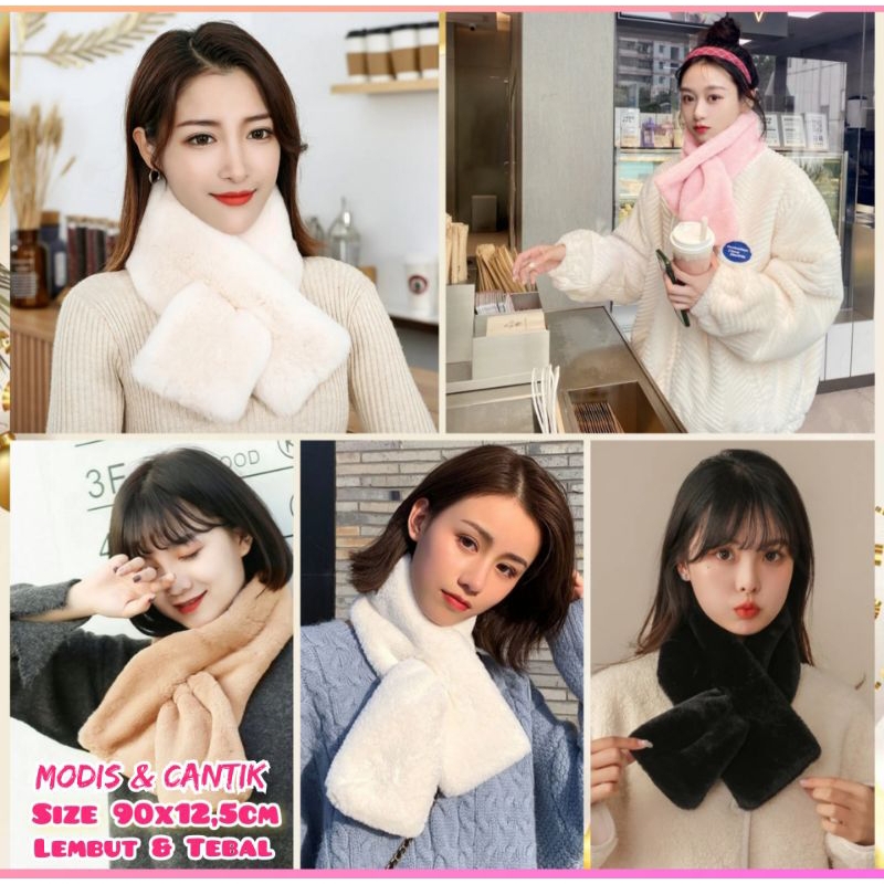 Jual BGB Syal Bulu Tebal Korean Imitasi Bulu Kelinci Fashionable ...