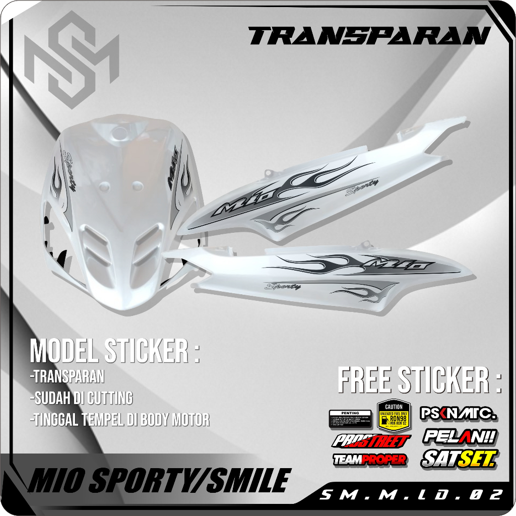 Jual SM Striping Mio Sporty Motif Api Bahan Transparan Super Glossy ...