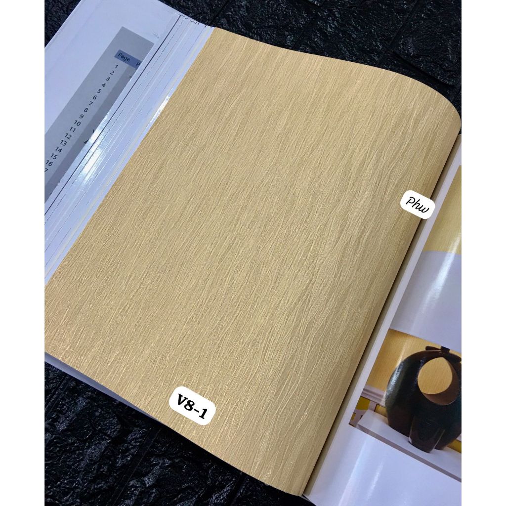 Jual Wallpaper Dinding Murah Polos Serat Salur Kayu Glitter Cream Abu ...