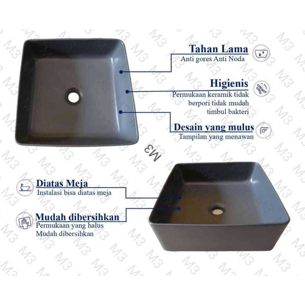 Jual WASTAFEL KERAMIK K389 / WASTAFEL CUCI TANGAN / WASTAFEL HITAM ABU ...