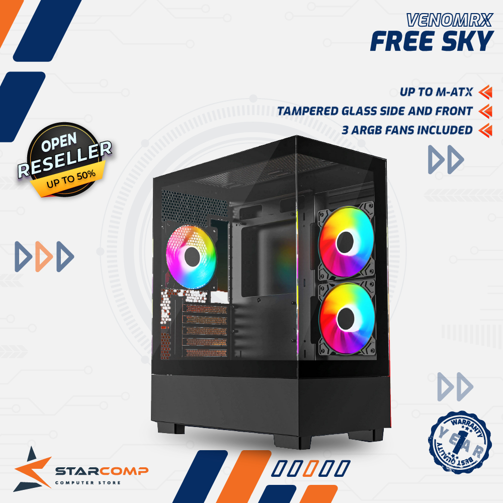 Jual VENOMRX FREE SKY M-Atx Gaming Case Include 3 Fan ARGB | Shopee ...