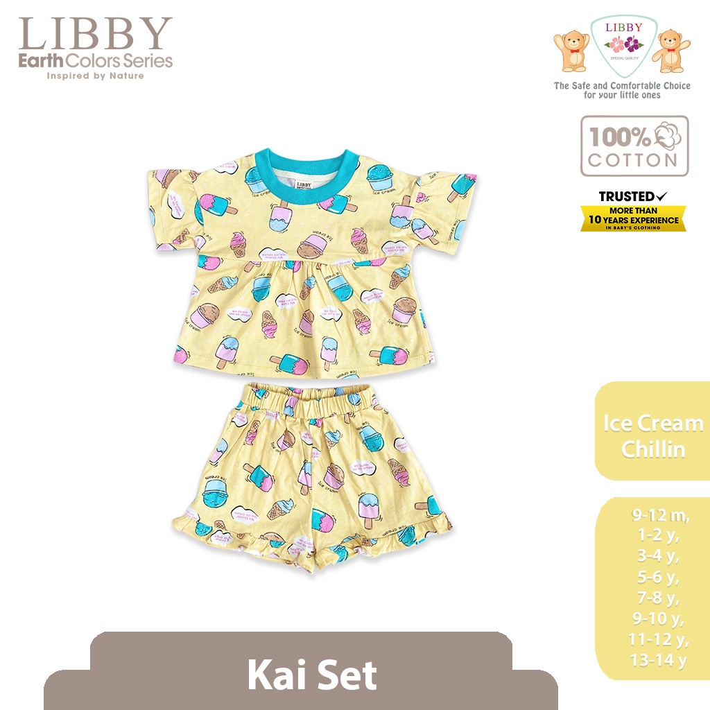 Jual LIBBY Setelan Anak Perempuan Kaos Peplum Katun Usia 9 bulan - 14 tahun (1 Stel) | Kai Set ...