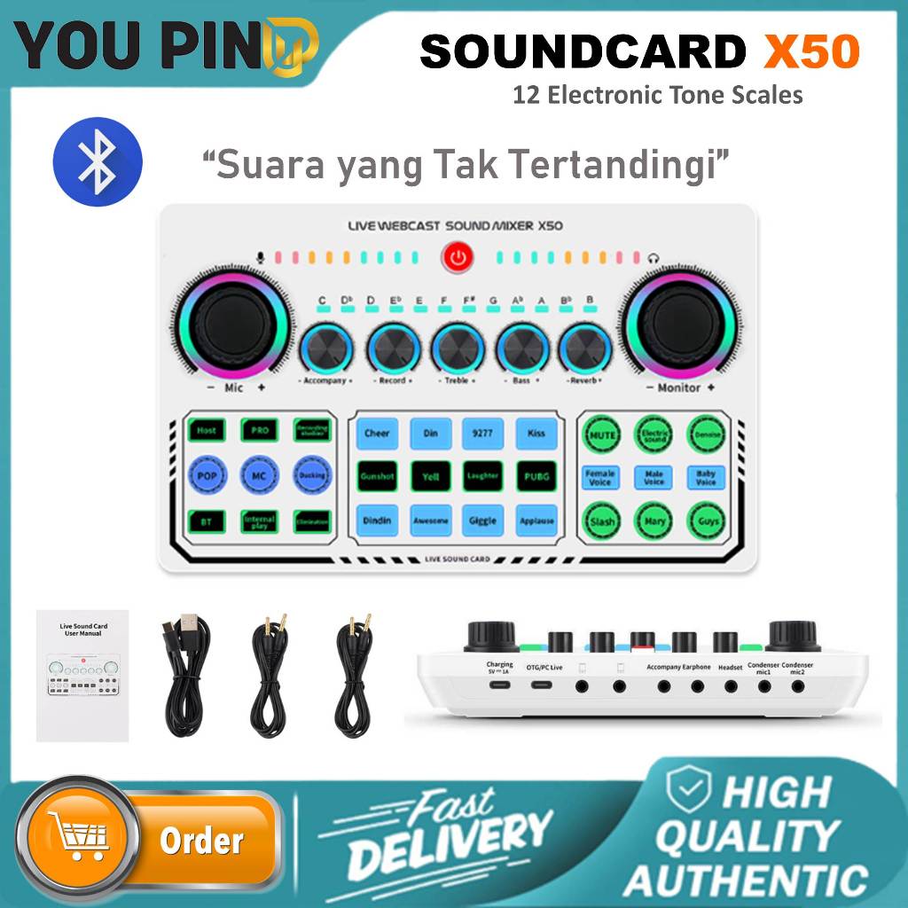 Jual YOU PIN Sound Card X50 Soundcard X50 Live Audio Mixer Broadcast ...