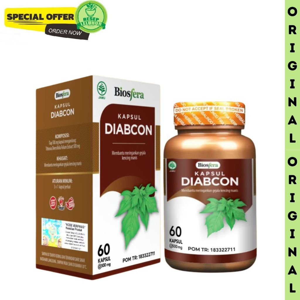 Jual Obat Diabetes Kapsul Diacon Asli Penurun Gula Darah Isi 60 Kapsul ...