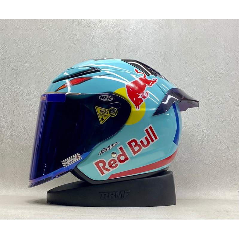 Jual NHK R6 Solid Aqua Blue || Paket Stiker Redbull Merah - Flat Visor ...