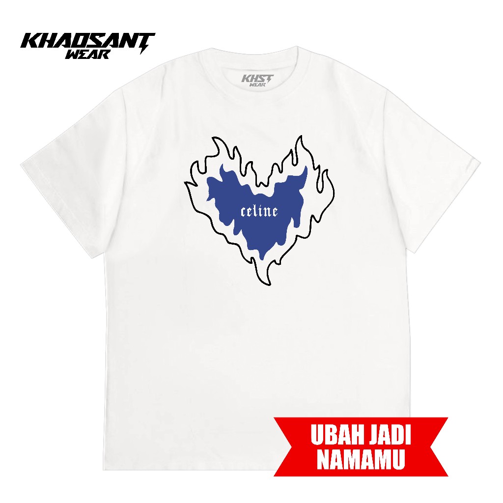 Jual KHAOSANT Tshirt Love Abstract Aesthetic Biru Custom Nama | Kaos ...