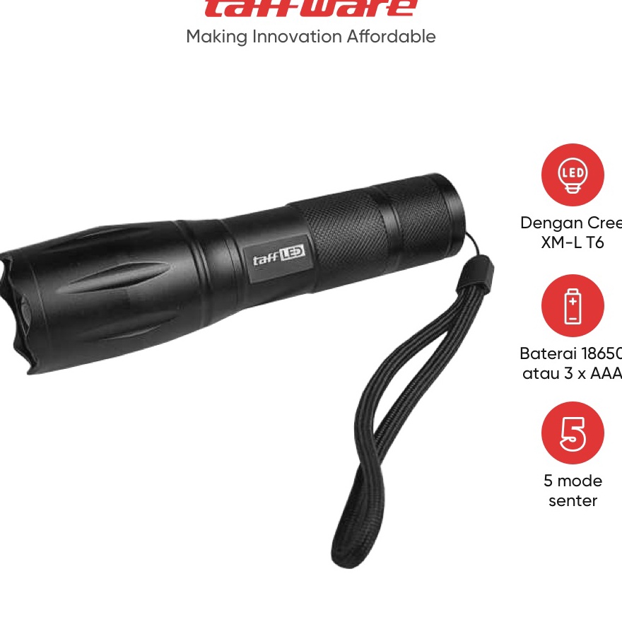 Jual BestSeller TaffLED E17s Senter LED Cree XML T6 38 Lumens | Shopee Indonesia