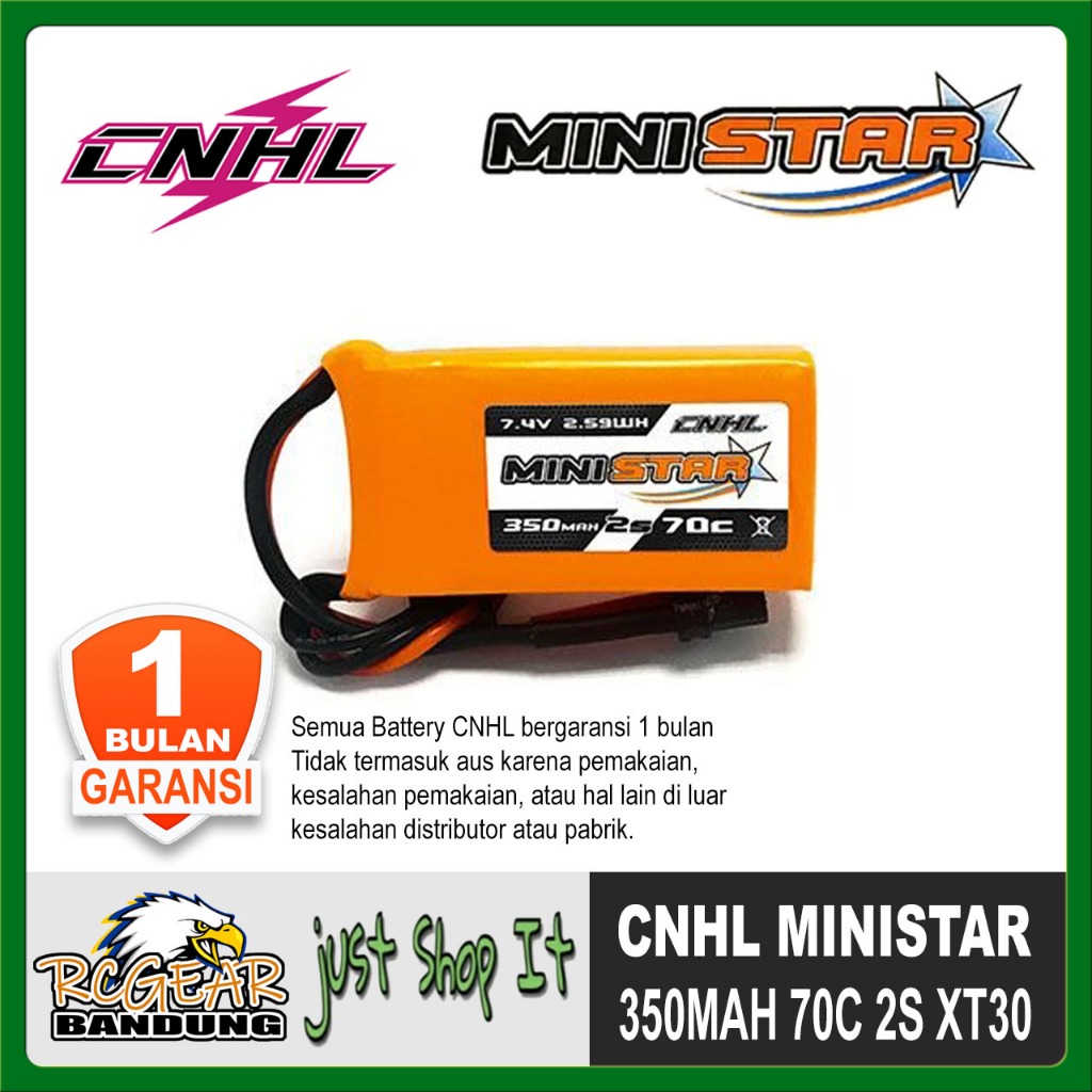 Jual CNHL MiniStar 350mAh 7.4V 2S 70C Lipo Battery XT30U for RC Drones | Shopee Indonesia