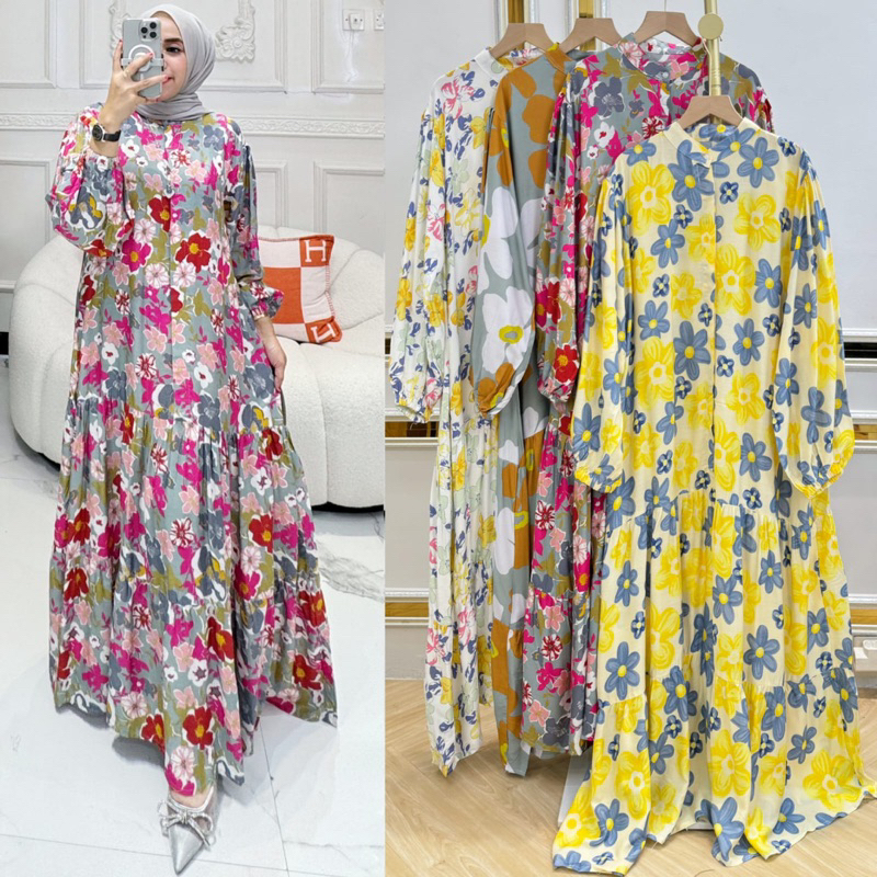 Jual Ekisa Celina Zaneta Pavila Dress Rayon Viscose Premium Dress motif ...