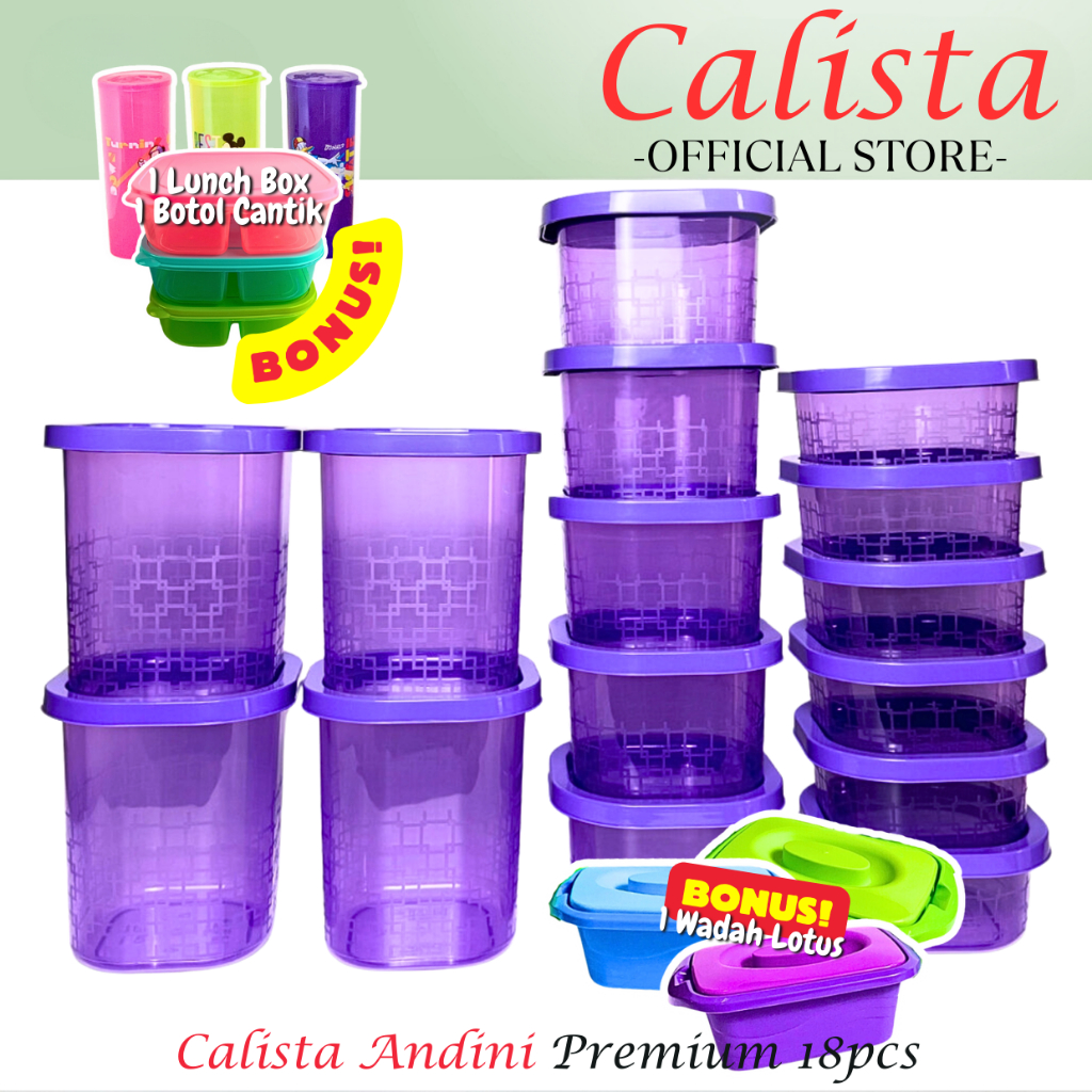 Jual [ CALISTA ] TOPLES PLASTIK CALISTA ANDINI ISI 18PCS FOOD STORAGE ...