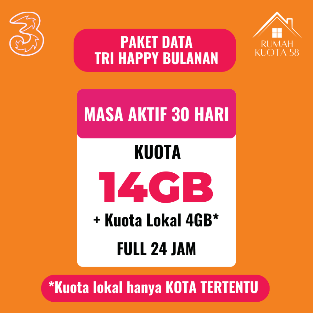 Jual PAKET DATA TRI HAPPY ALWAYS ON MASA AKTIF UNLIMITED SUPER MURAH | Shopee Indonesia