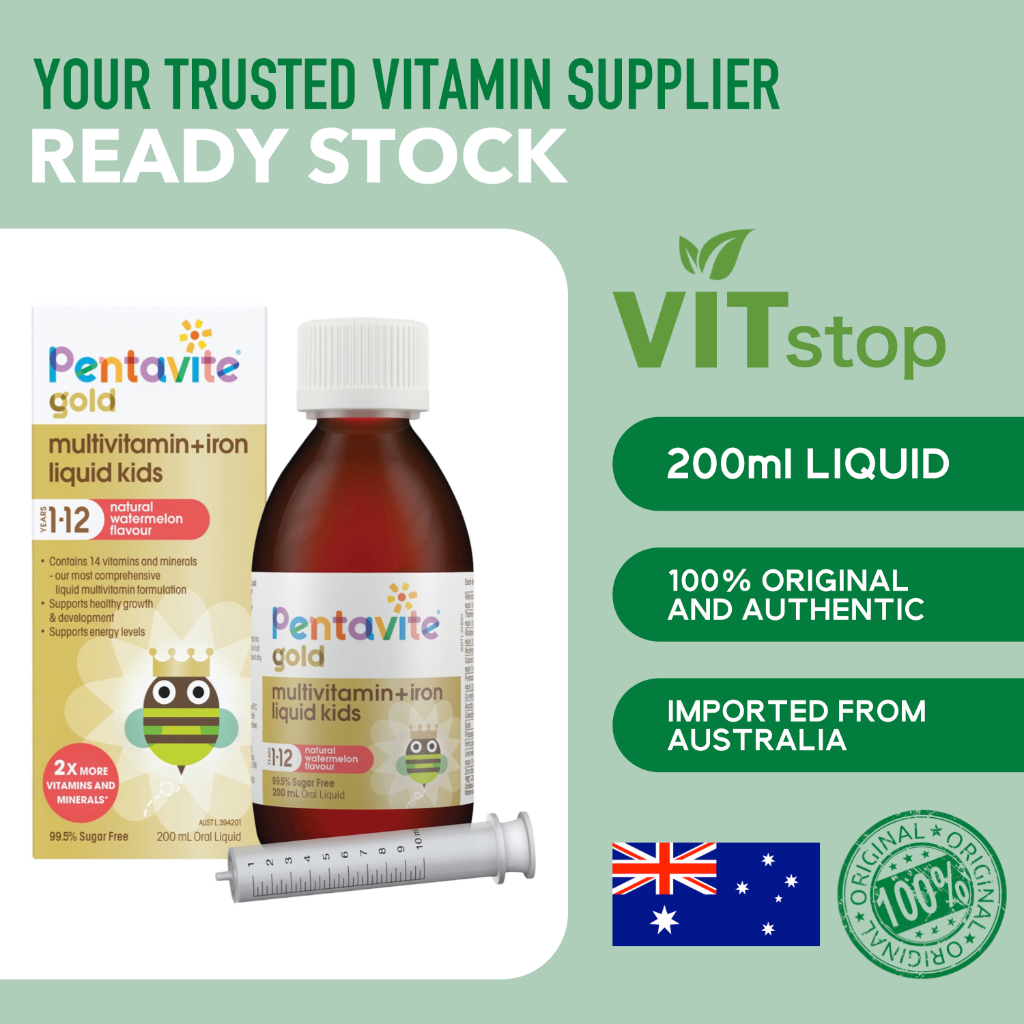 Jual Pentavite Gold Multivitamin + Iron Liquid Kids 200ml | Shopee ...