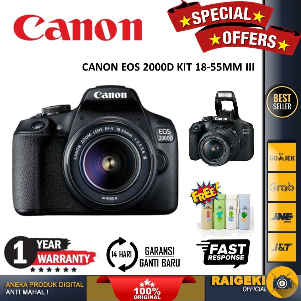 Jual CANON EOS 2000D KIT 18-55MM III | Shopee Indonesia