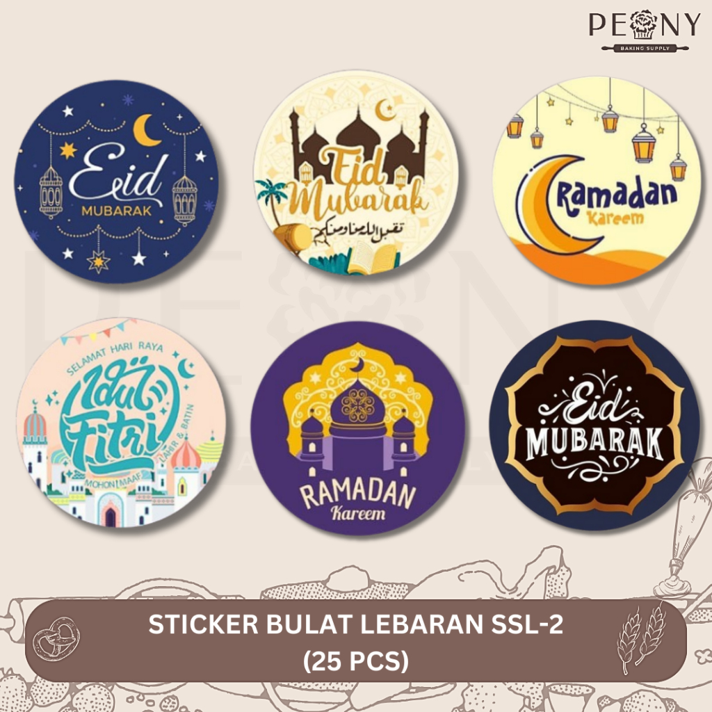 Jual STICKER BULAT TEMA LEBARAN / STICKER LEBARAN / PACKAGING LEBARAN ...