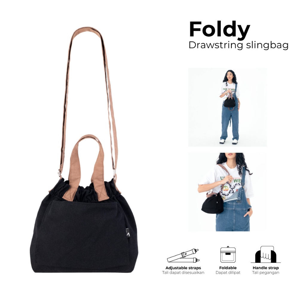 Jual Tas Slempang Dumpling Sling Bag Drawstring Handle Baby Canvas ...