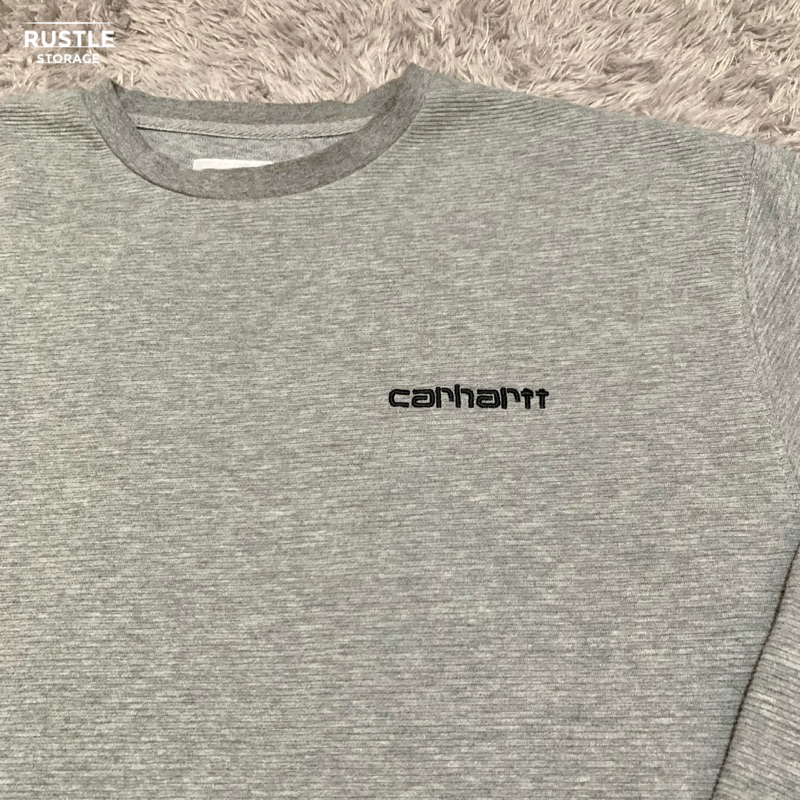 Jual Carhartt WIP Embordired Text Logo Longsleeve Misty | Shopee Indonesia