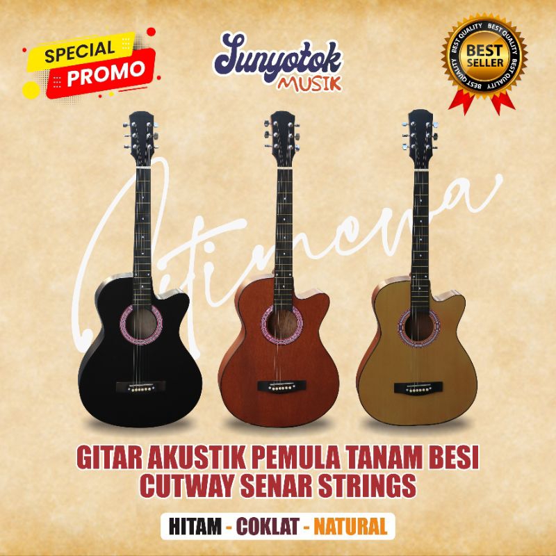 Jual GITAR AKUSTIK PEMULA TANAM BESI CUTWAY SENAR STRINGS ISTIMEWA ...