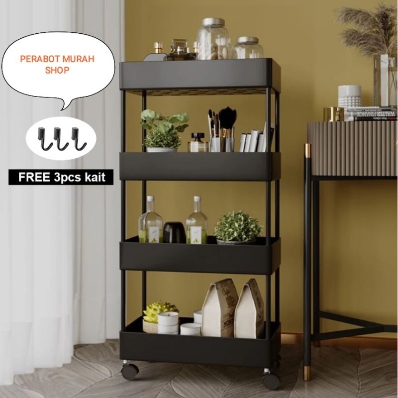 Jual Rak/rak salon/rak 4 susun pakai roda/rak viral/rak modern /rak ...