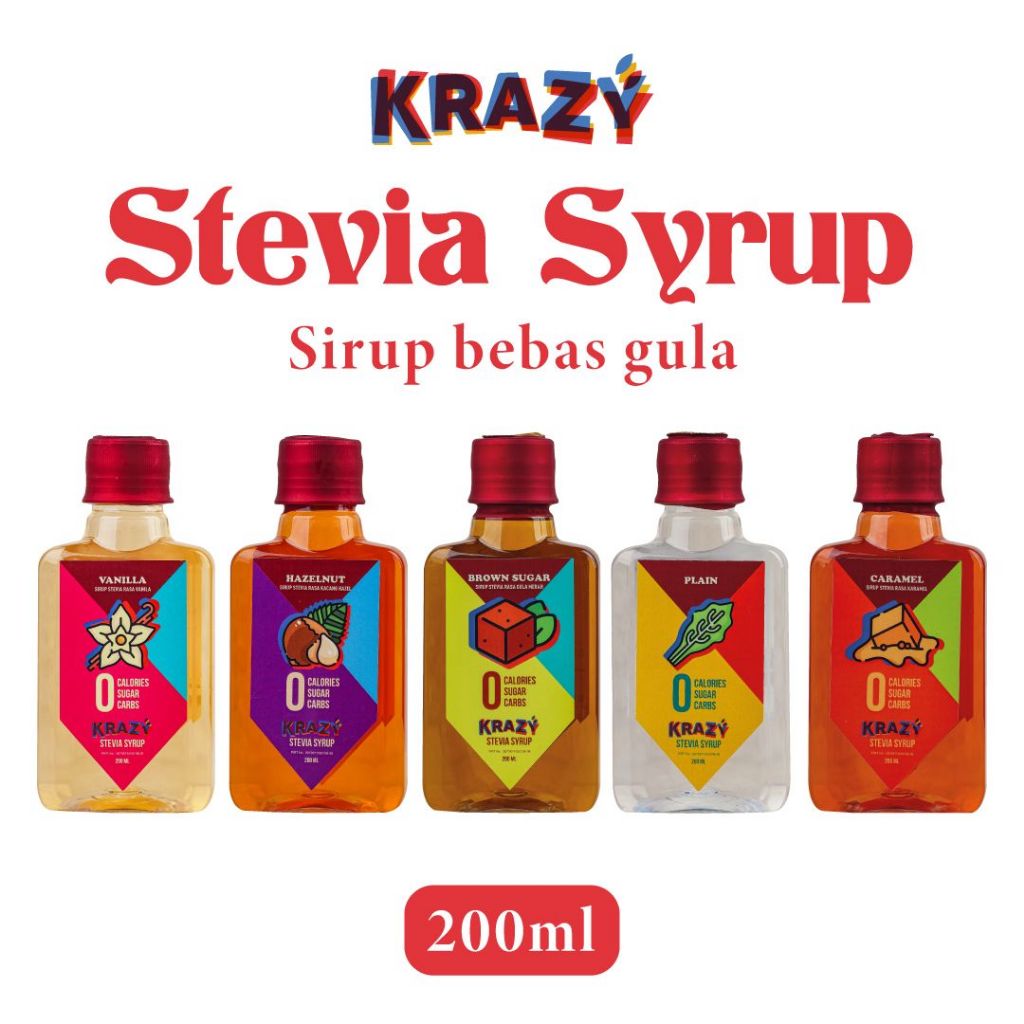 Jual KRAZY Stevia Pemanis Alami Sirup Diet Bebas Gula Sugar Free 200 ml ...