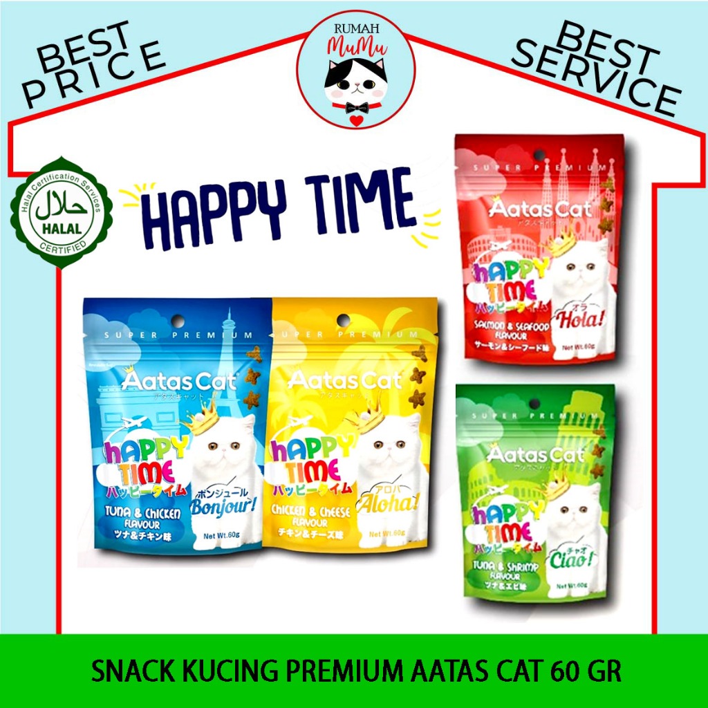 Jual SNACK KUCING HALAL KERING PREMIUM ALL LIFE STAGES AATAS CAT 60 GR ...