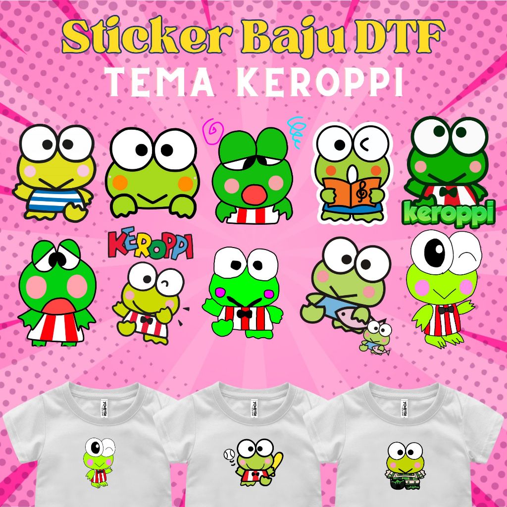Jual Sticker Baju DTF Tema KEROPPI Sticker Setrika Dirumah Sticker DTF ...