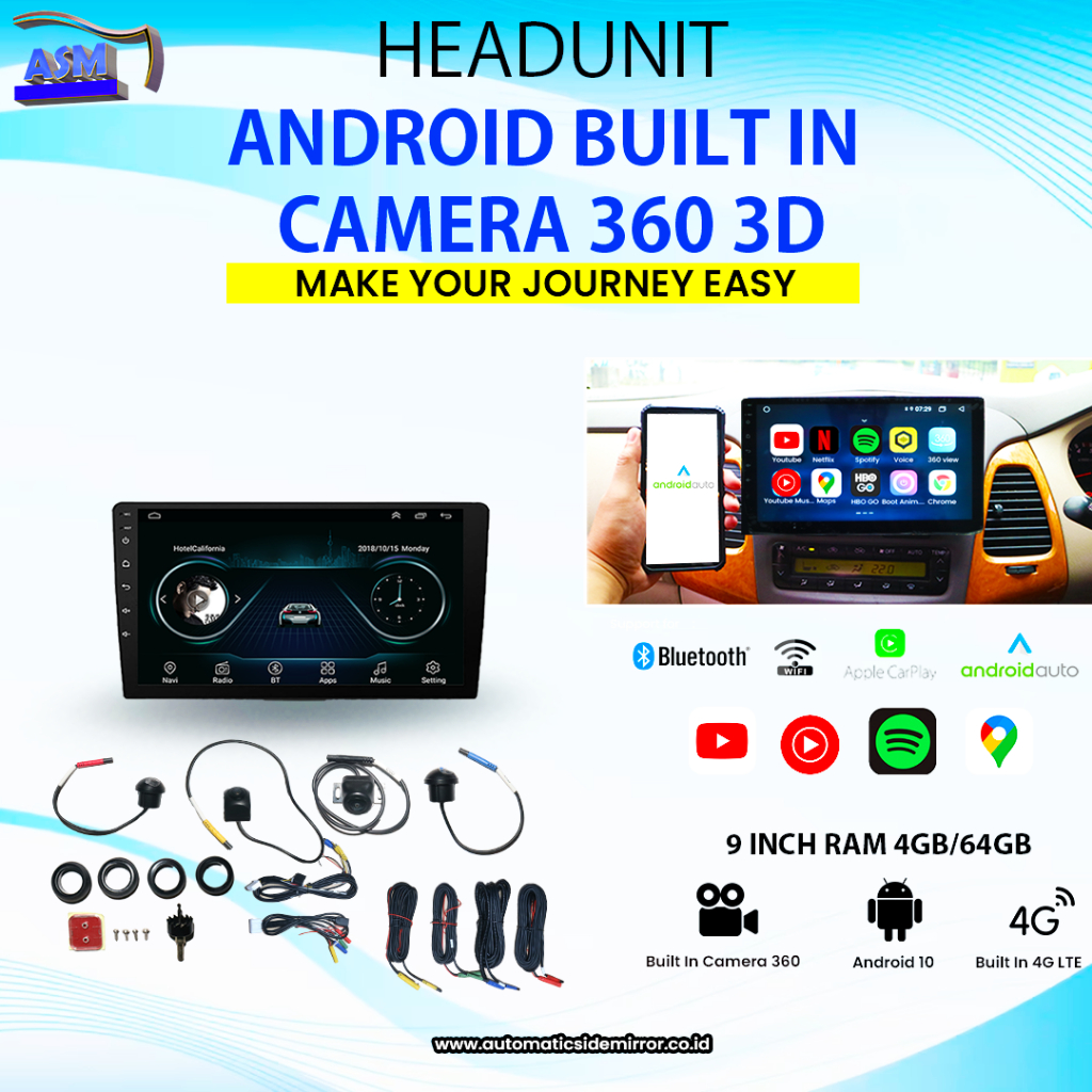 Jual Android Headunit ASM 4/64 10 Inch (Built-in Camera 360) | Shopee ...