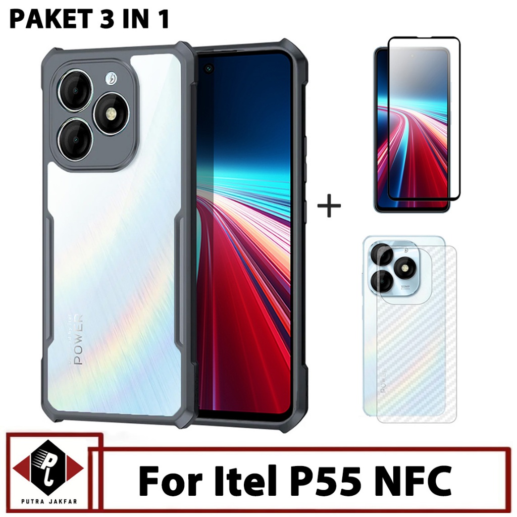 Jual Paket 3in1 Case For Itel P55 NFC Transparan Free Screen Guard dan ...
