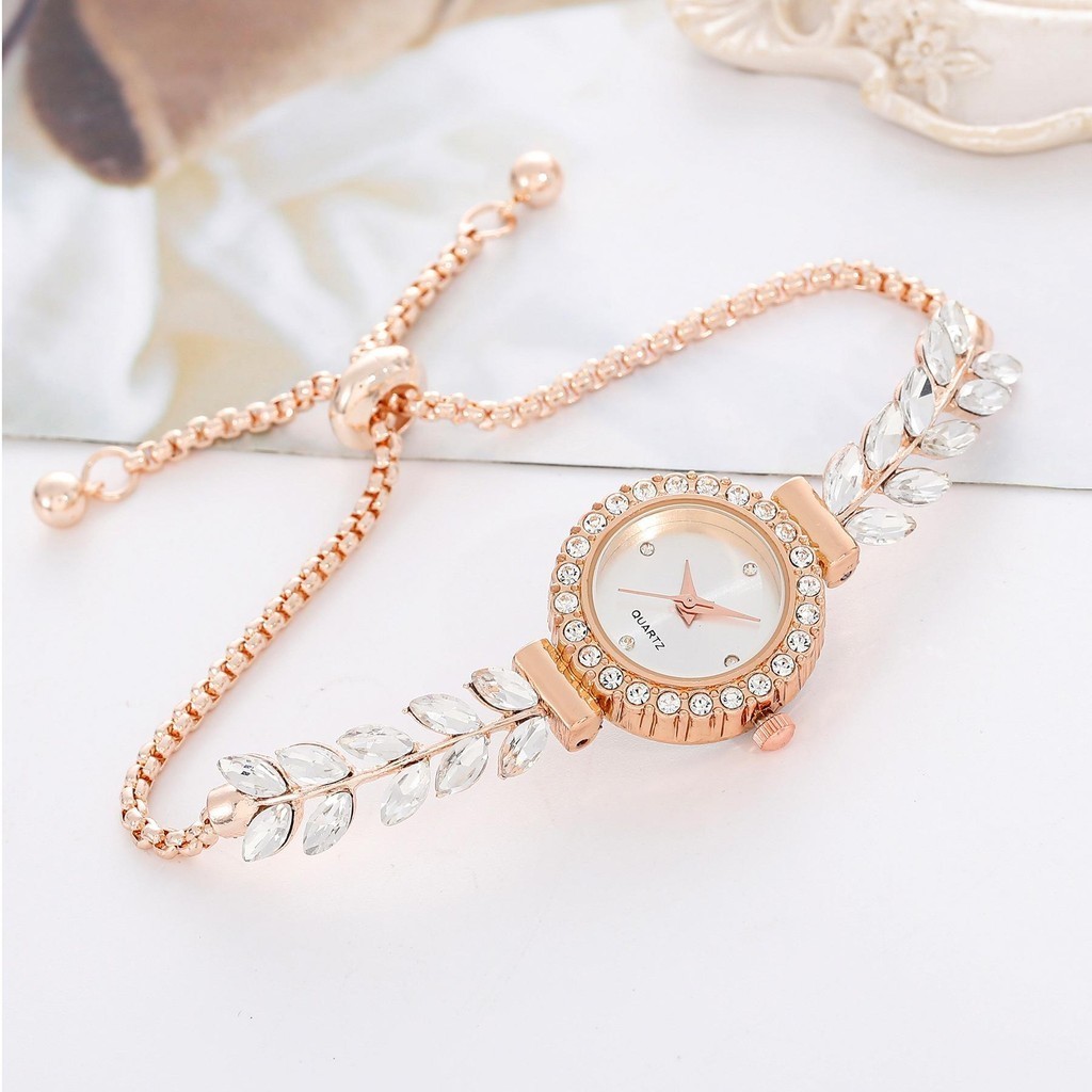 Jual Jam Tangan Wanita Gaya Korea Model Gelang Serut Bulat Crystal ...