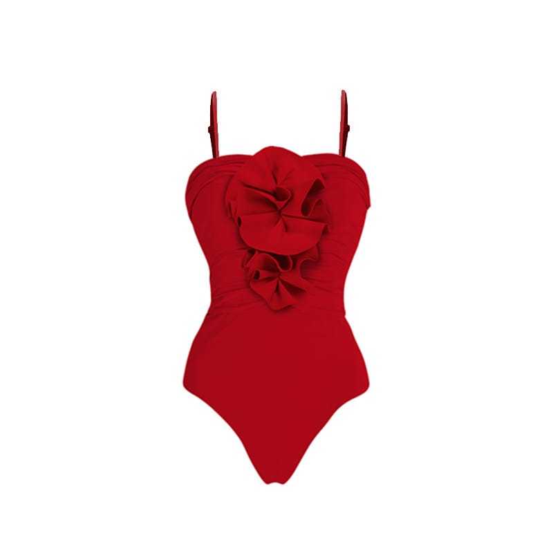 Jual Red Swimsuit One Piece Woman Baju Renang Wanita Korean