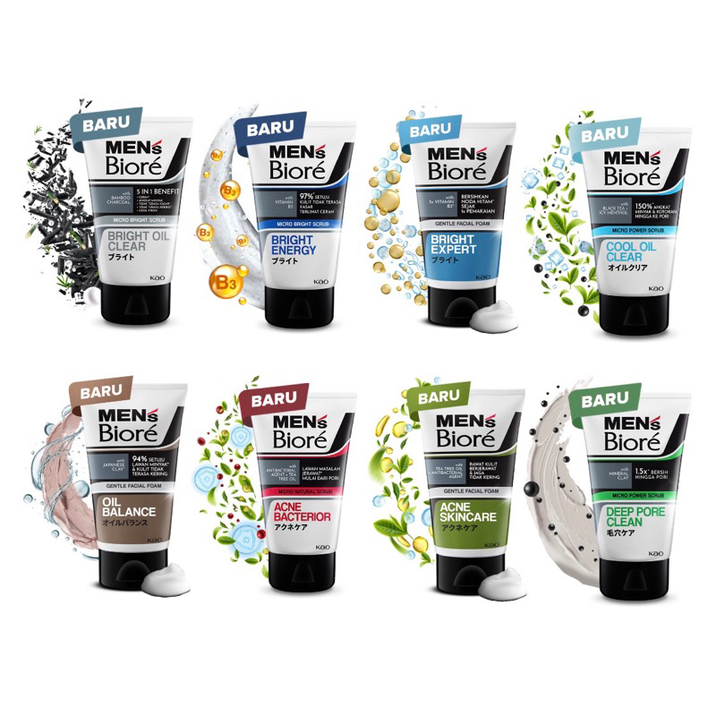 Jual MEN’S BIORE Face Wash / Facial Foam / Micro Scrub 100 ML | Mens Biore Men Biore | Shopee ...