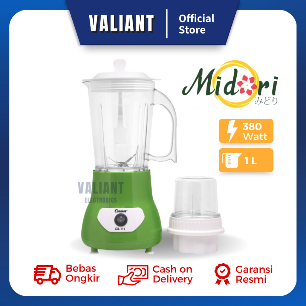 Jual Cosmos Blender Plastik CB 111 / CB111 Midori Series – 1 Liter ...