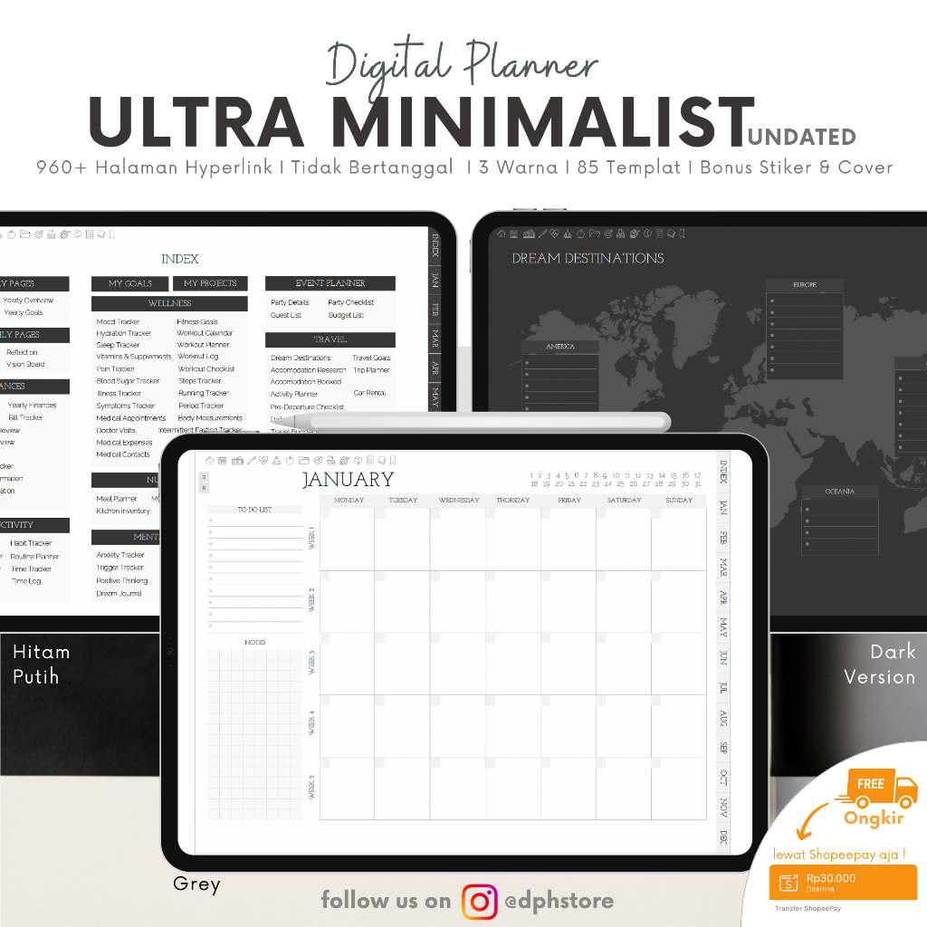 Jual ULTIMATE MINIMALIST Digital Planner UNDATED untuk iPad/Tablet ...