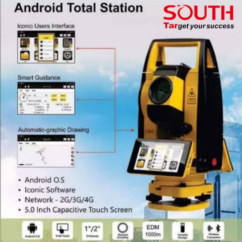 Jual Total Station South A1 Android dilengkapi layar 5.0 Inch dengan ...