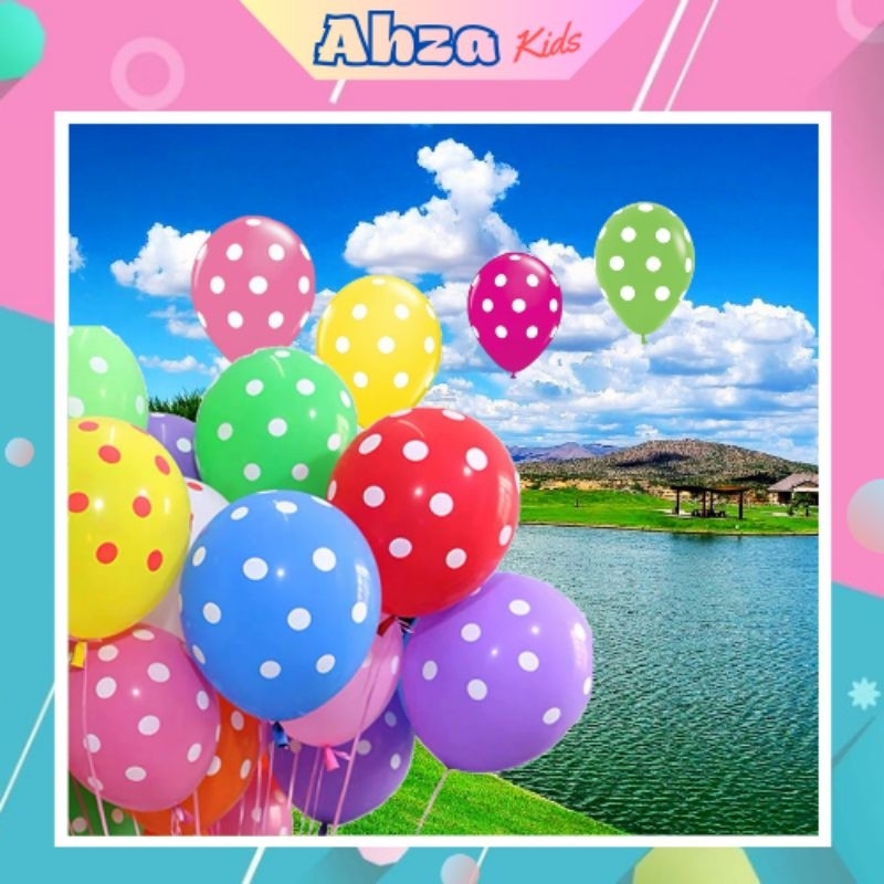 Jual 10 pcs Balon Motif Totol / Balon Polkadot / Balon Ulang Tahun 12 ...