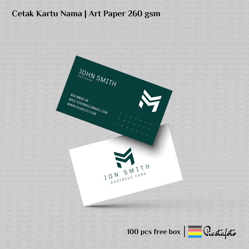 Jual Cetak Kartu Nama Art Paper 260 gsm 100 pcs free box | Shopee Indonesia