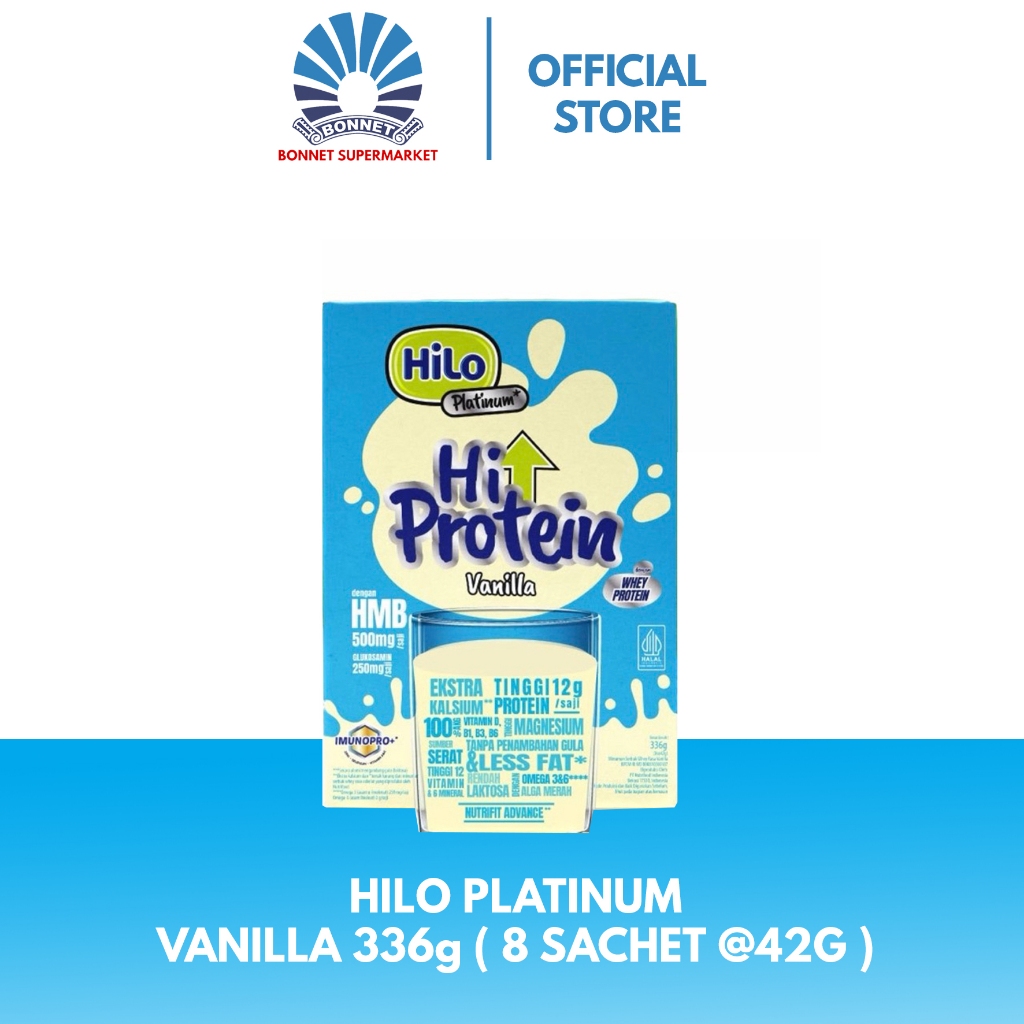 Jual HiLo Platinum + HMB Vanilla 336g (8 Sachet @42g) - Susu Tinggi Protein Jaga Massa Otot Usia ...