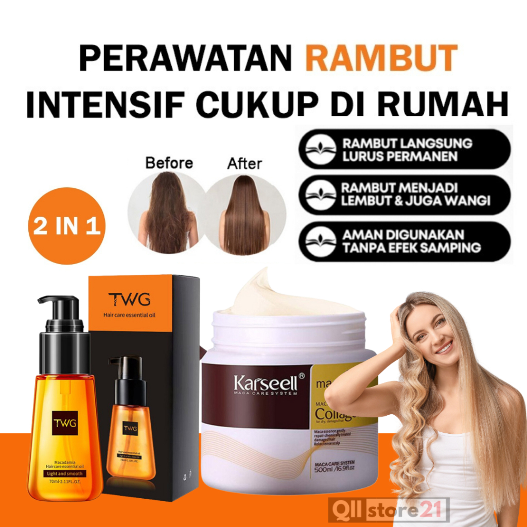 Jual 2in1 KARSEELL Collagen Hair Mask free Vitamin Rambut Keratin ...