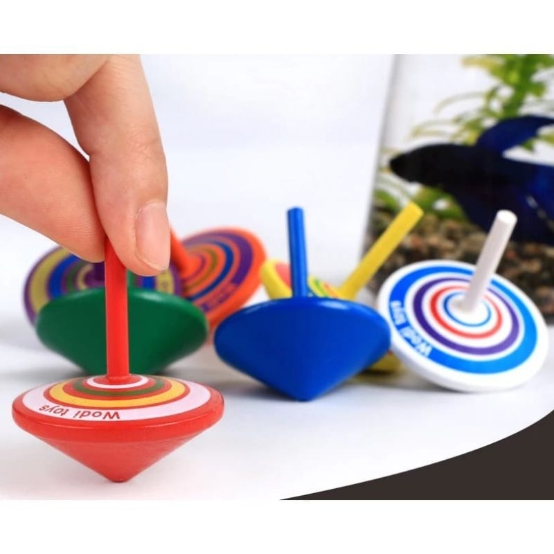 Jual Wooden rainbow circle spinning top | Shopee Indonesia