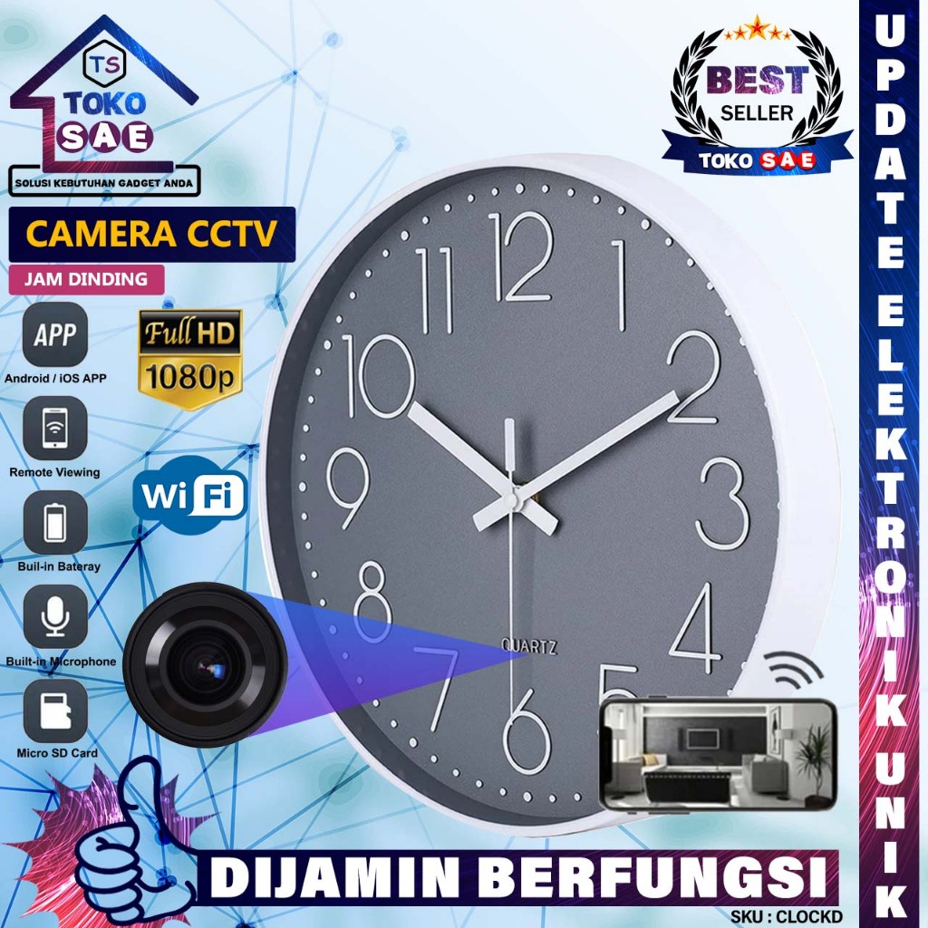 Jual Spy Cam Jam Dinding Wall Clock Kamera Full HD 1080P Smart CCTV ...