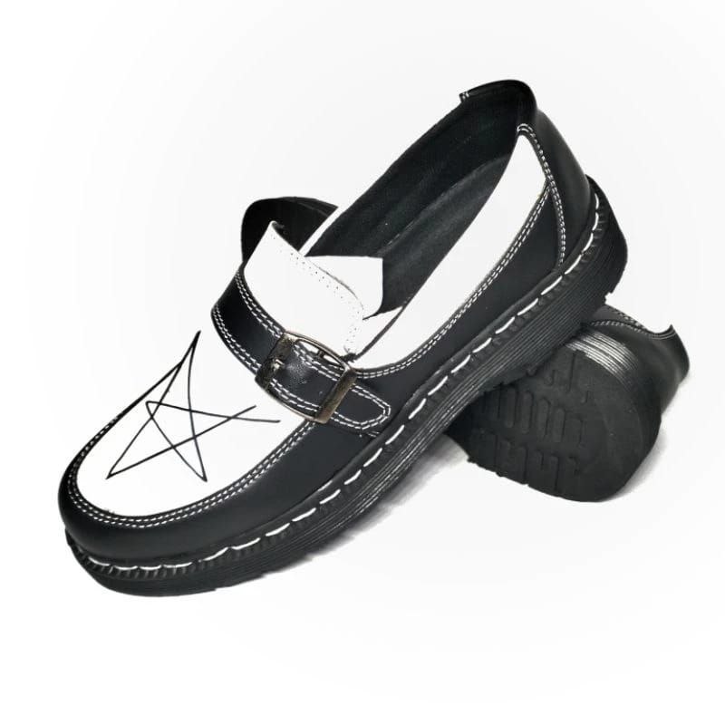 Jual sepatu loafers warna kombinasi hitam putih kasual korean style ...
