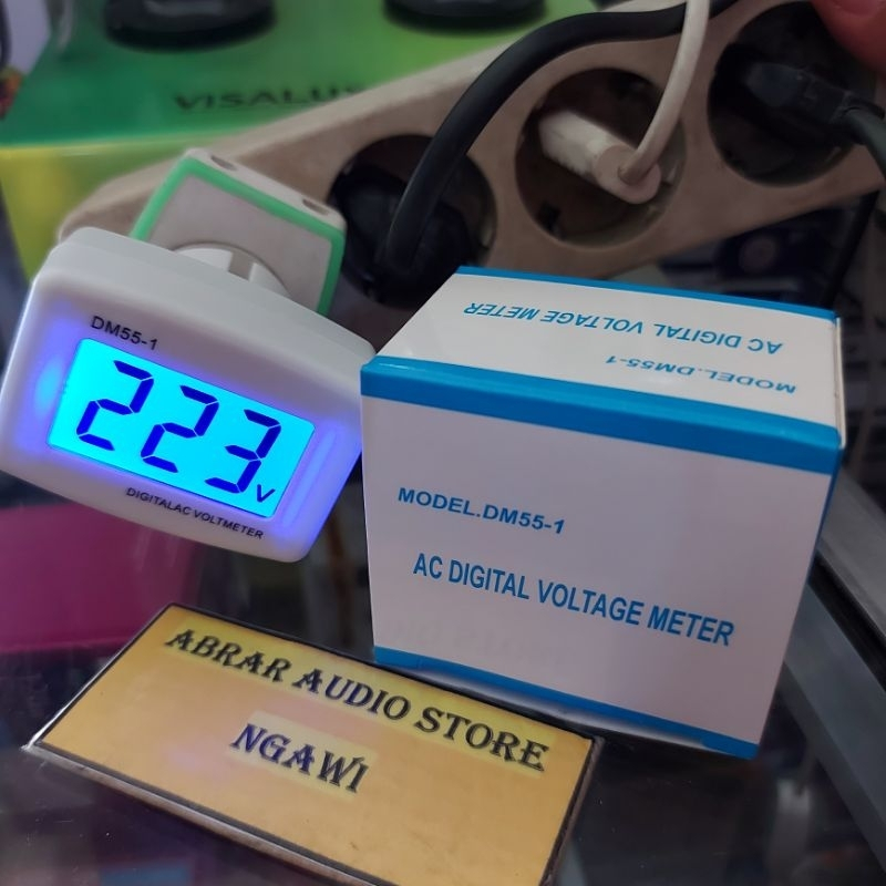 Jual DM55-1 digital volmeter AC 220V stop kontak steaker volt meter ...
