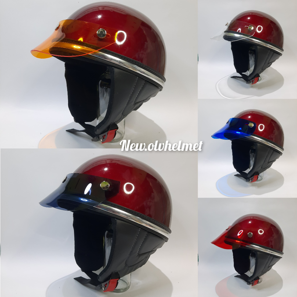 Jual HELM CHIPS RETRO LIS CHROME CLASSIC PET TRANSPARAN PRIA WANITA ...