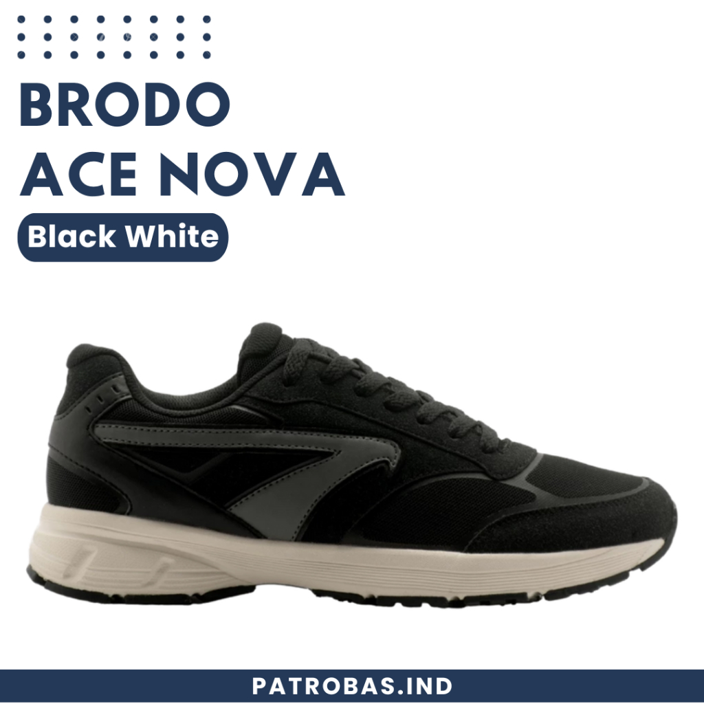 Jual BRODO Ace Nova Black White Original Sepatu Sneakers Casual Shoes ...