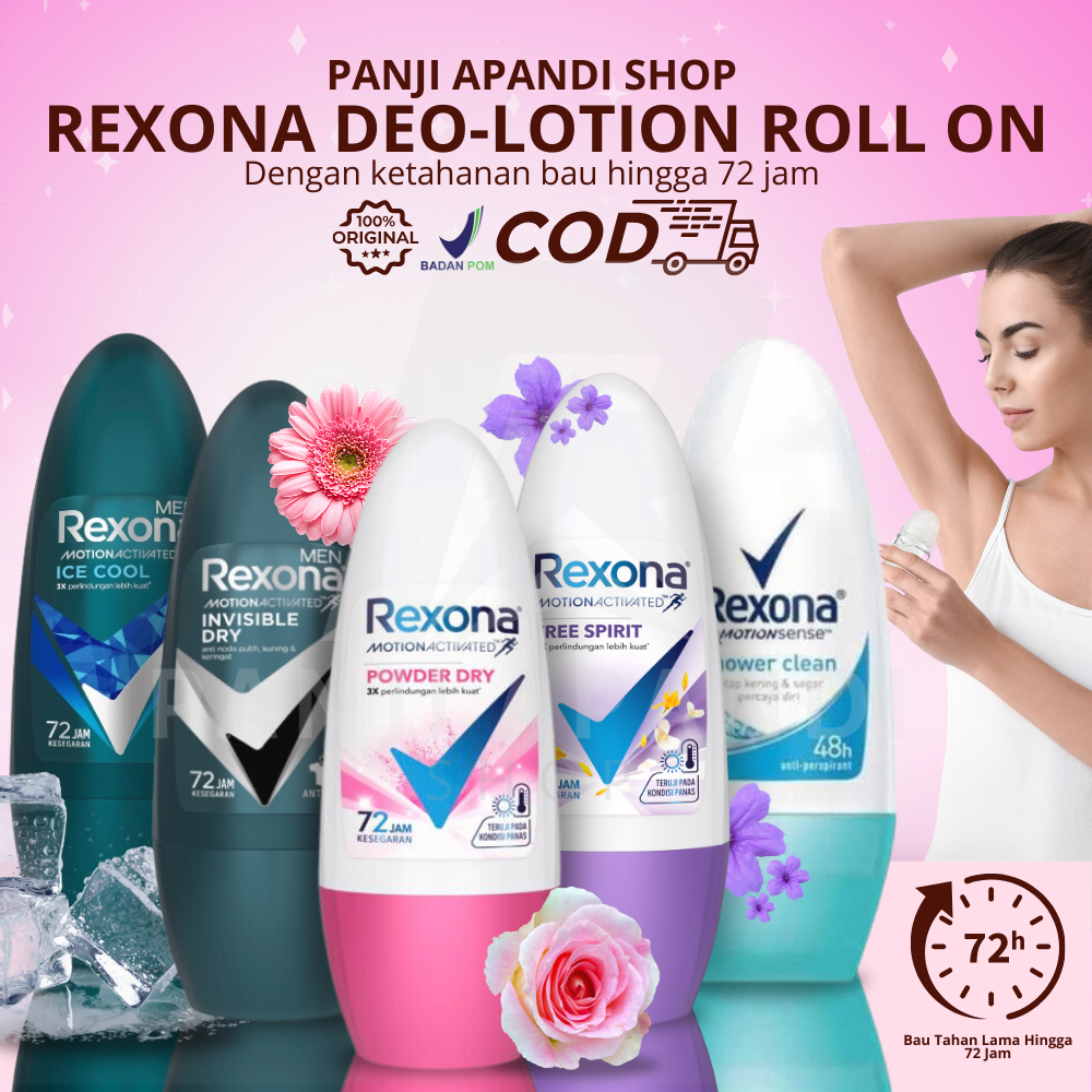 Jual Rexona Deodorant Roll On 45ml Women Men - Antiperspirant 72 Jam Kesegaran, Free Spirit ...