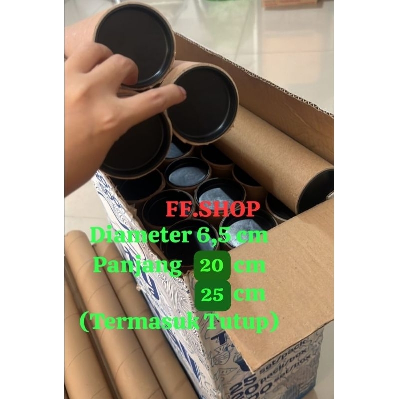 Jual Tabung Packing/Tube Paper Core/selongsong 6,5 x 20, 25 cm ( sudah termasuk tutup) | Shopee ...