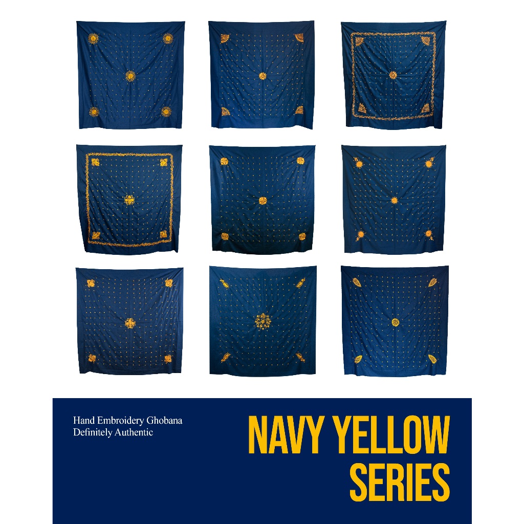 Jual Yateer Ghobanah Imamah Hijazy 150cm x 150 cm Serian Navy - Kuning ...