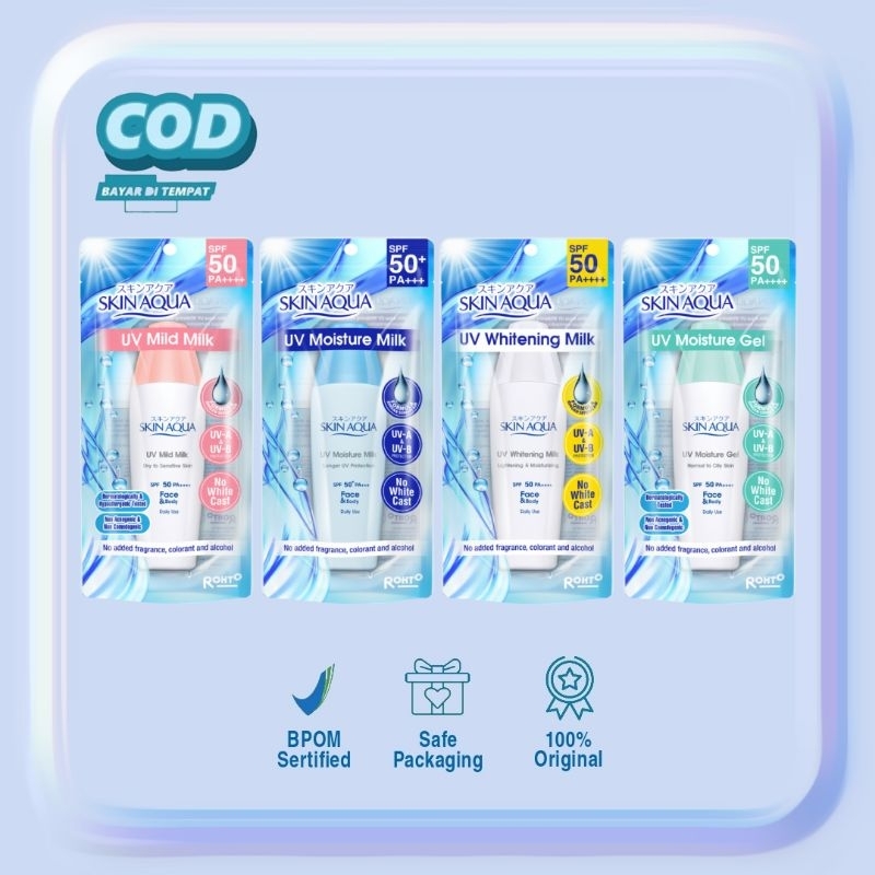 Jual SKIN AQUA UV Moisture Whitening Gel Mild Milk Sunscreen Sunblock ...